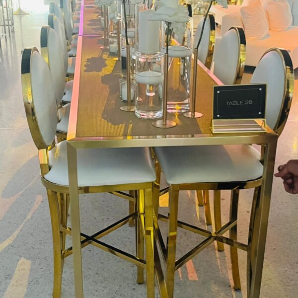 Moma cocktail table - Gold or silver rental - Bubble Design Rentals